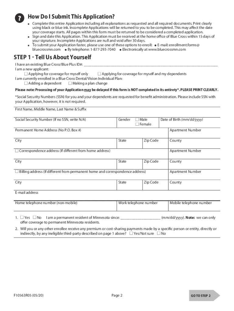 Fillable Online Application For Health Coverage & Help Paying Costs ...