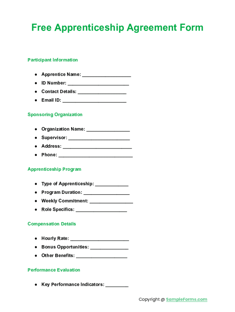 Fillable Online Free Apprenticeship Agreement Form Fax Email Print - pdfFiller