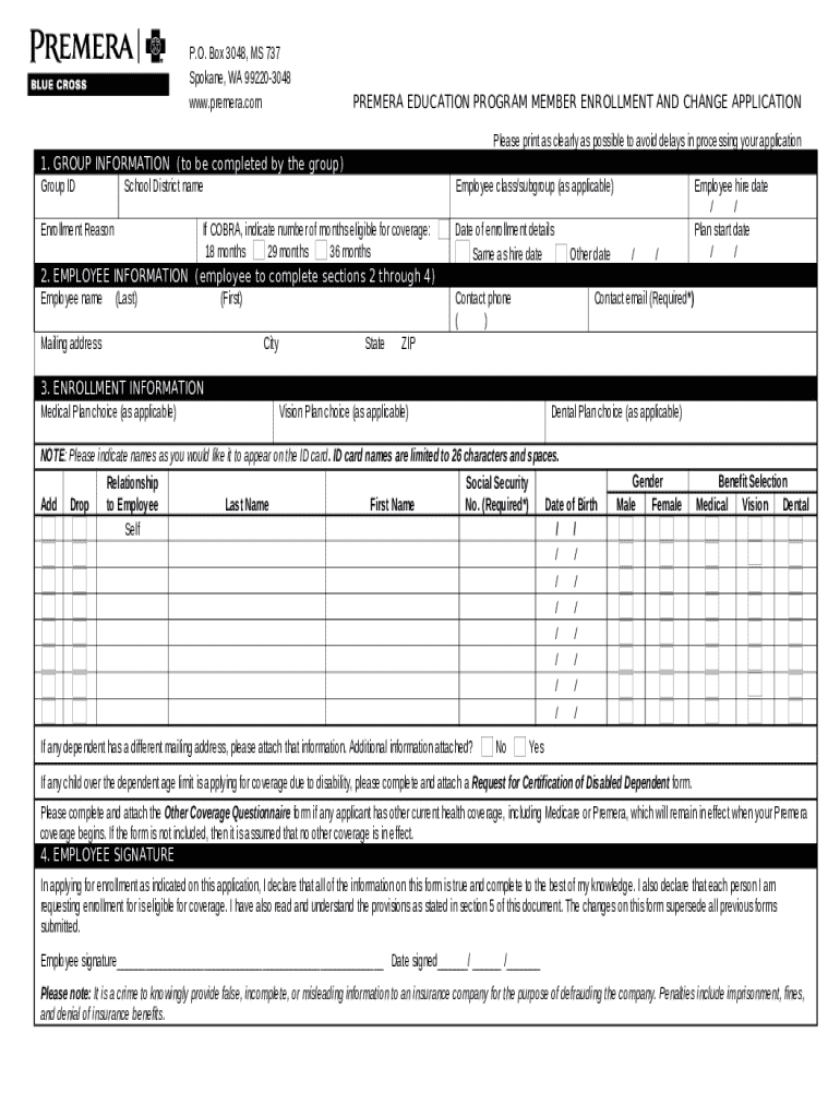 Premera Enrollment Center 2007-2024 - Fill Out and ... Doc Template ...