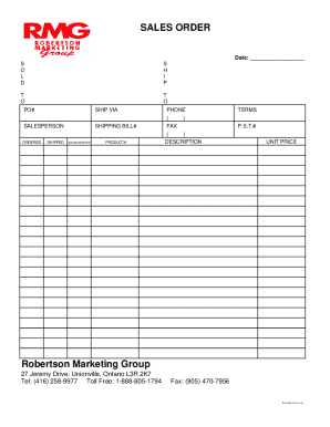 Fillable Online blank sales order form - Robertson Marketing Group Fax ...