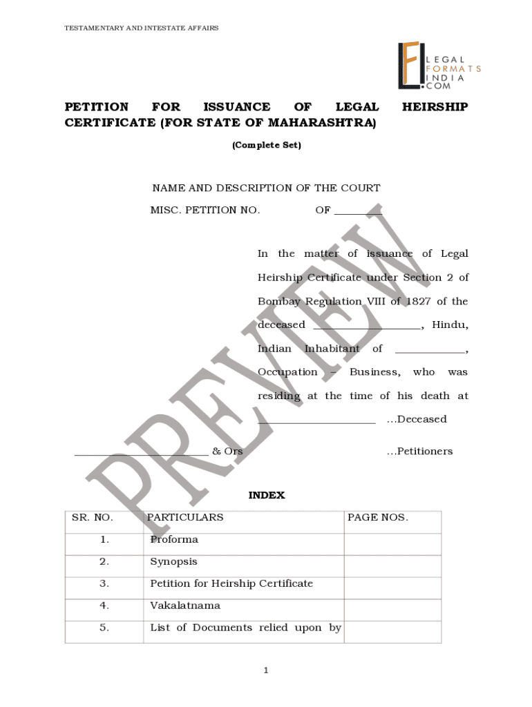 Fillable Online Guide to Legal Heir Certificate in Maharashtra Fax Email Print - pdfFiller