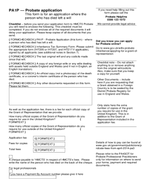 Fillable Online Free fillable form please call the: PA1P Probate ...