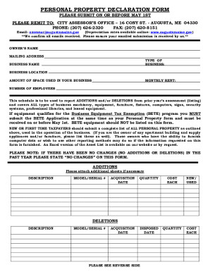 Fillable Online Personal Property Declaration Form Fax Email Print ...