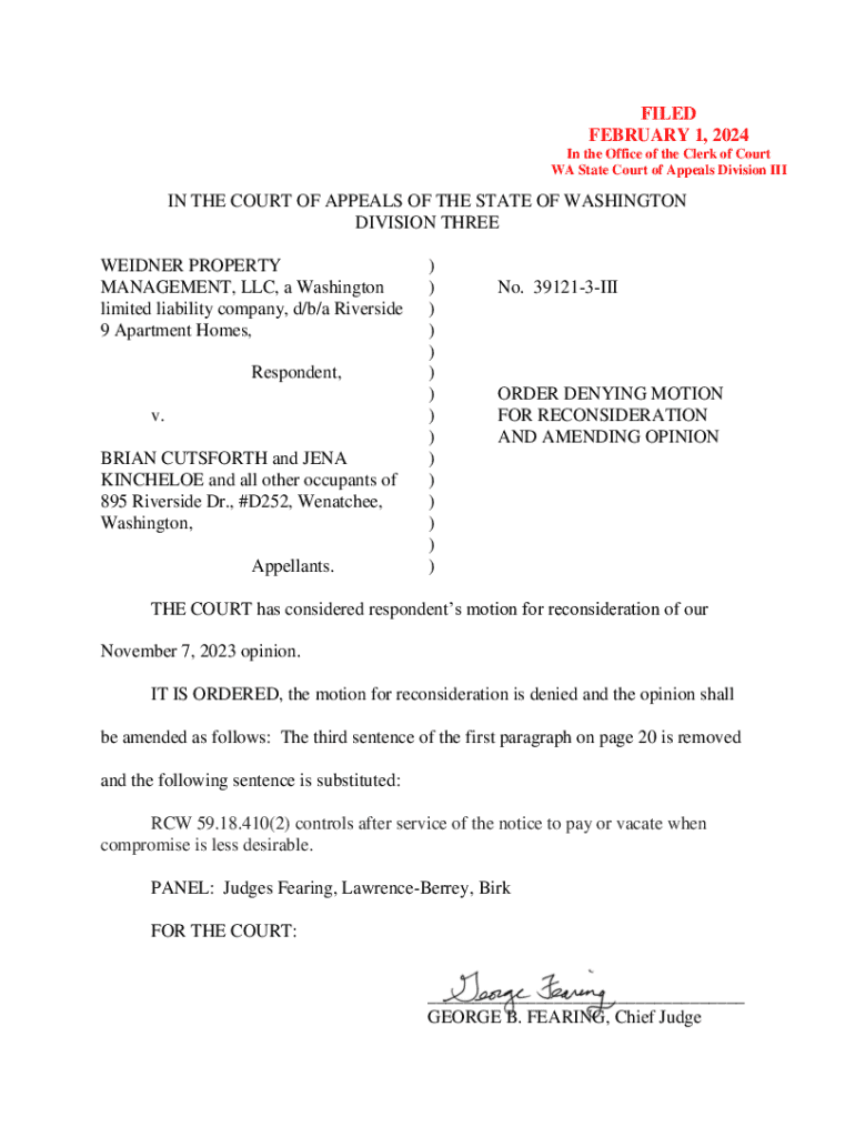 Fillable Online WEIDNER PROPERTY Fax Email Print - pdfFiller