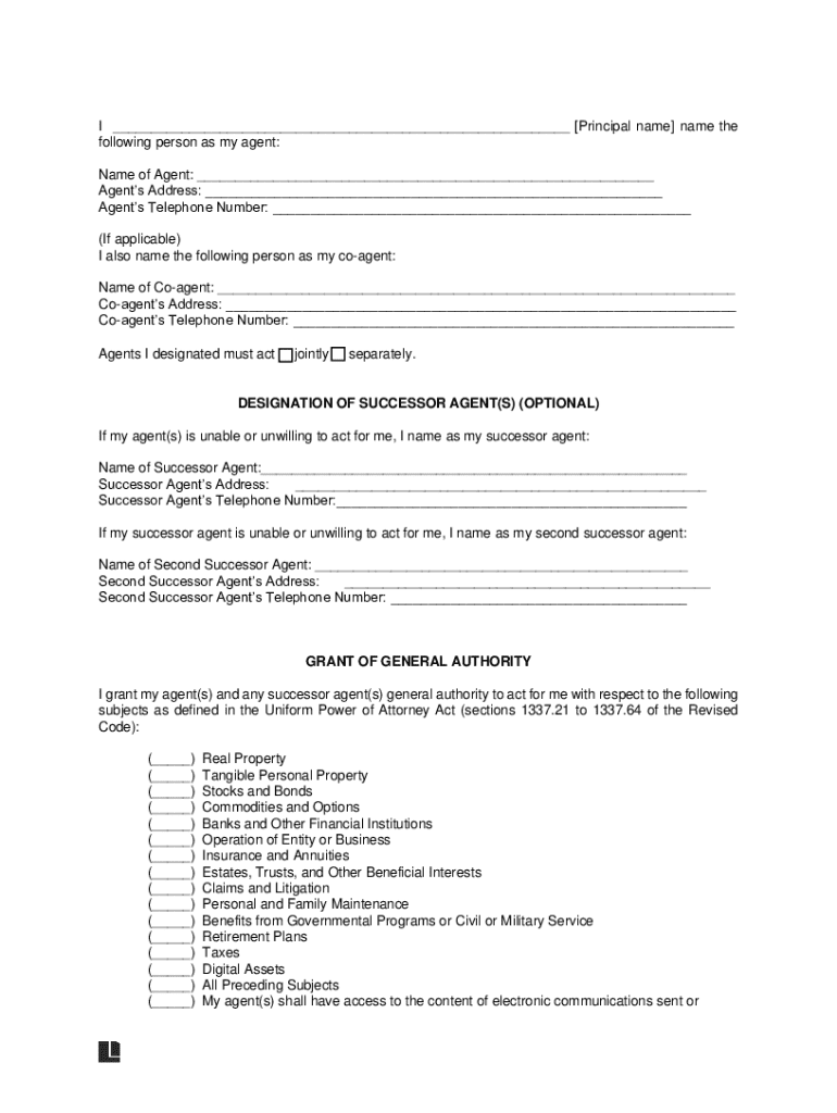 Fillable Online This power of attorney authorizes another person(s) (your agent(s)) to make ...
