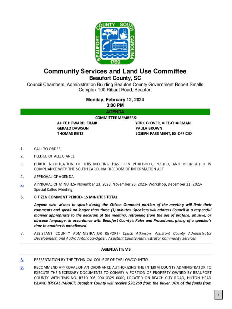 Fillable Online Community Services and Land Use Committee Affordable ...