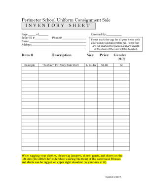 Fillable Online Used Uniform Consignment Sale Information Sheet Fax ...