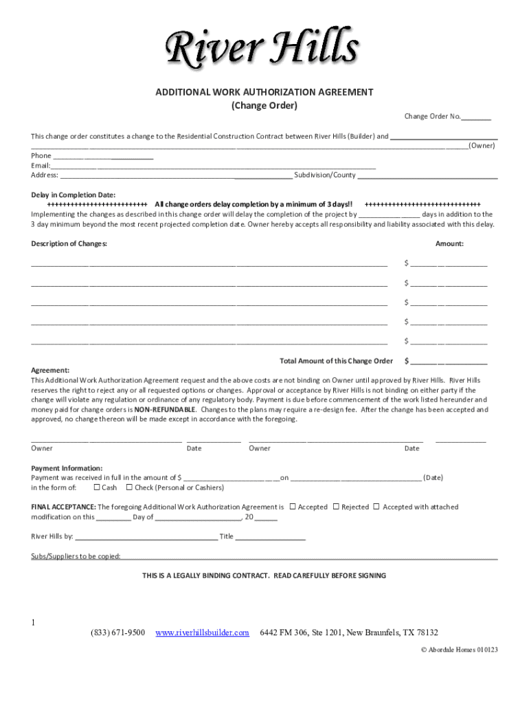 Fillable Online What is a change order in residential construction? Fax Email Print - pdfFiller