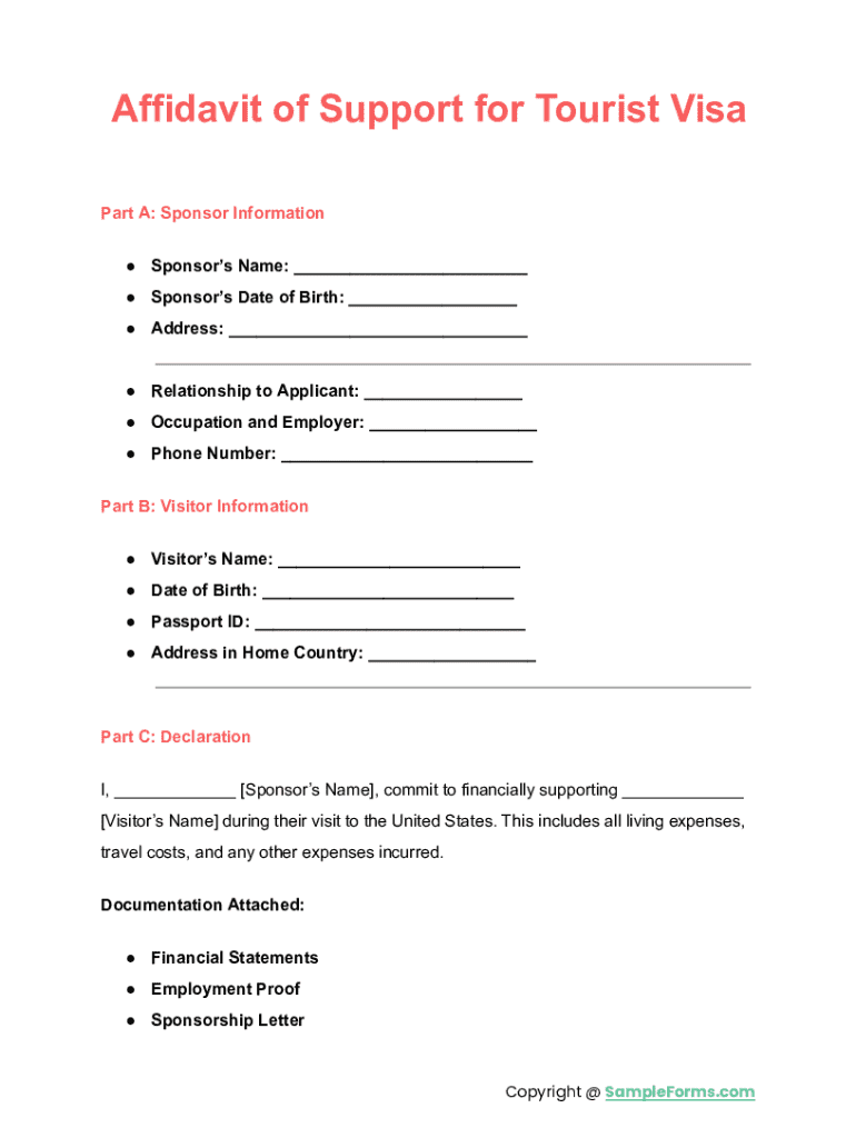 Fillable Online FREE 13+ Affidavit Support Form Samples, PDF, ... Fax ...