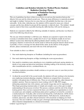 Fillable Online Guidelines and Rotation Schedule for Medical Physics ...
