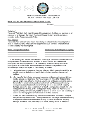 Fillable Online Acknowledgement of Risk, Release & Indemnity Agreement Fax Email Print - pdfFiller