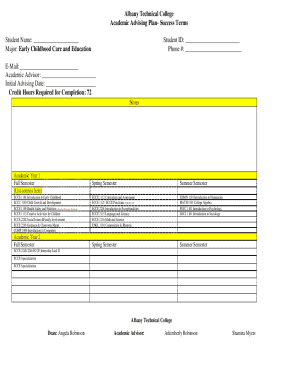 Fillable Online Academic Advising Plan- Success Terms Fax Email Print ...