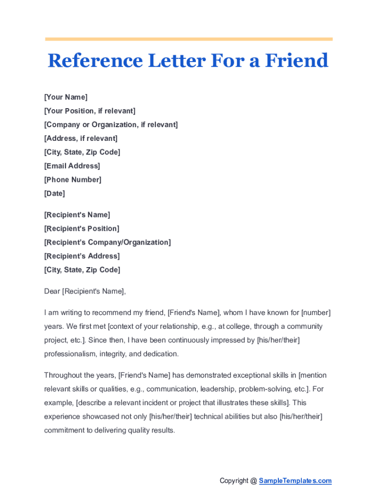 Fillable Online How to Write Reference Letters (Free Templates) Fax ...