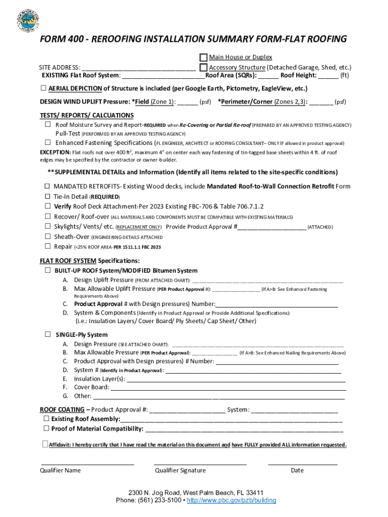 Fillable Online Reroofing Installation Summary Form Asphalt Shingles or ...