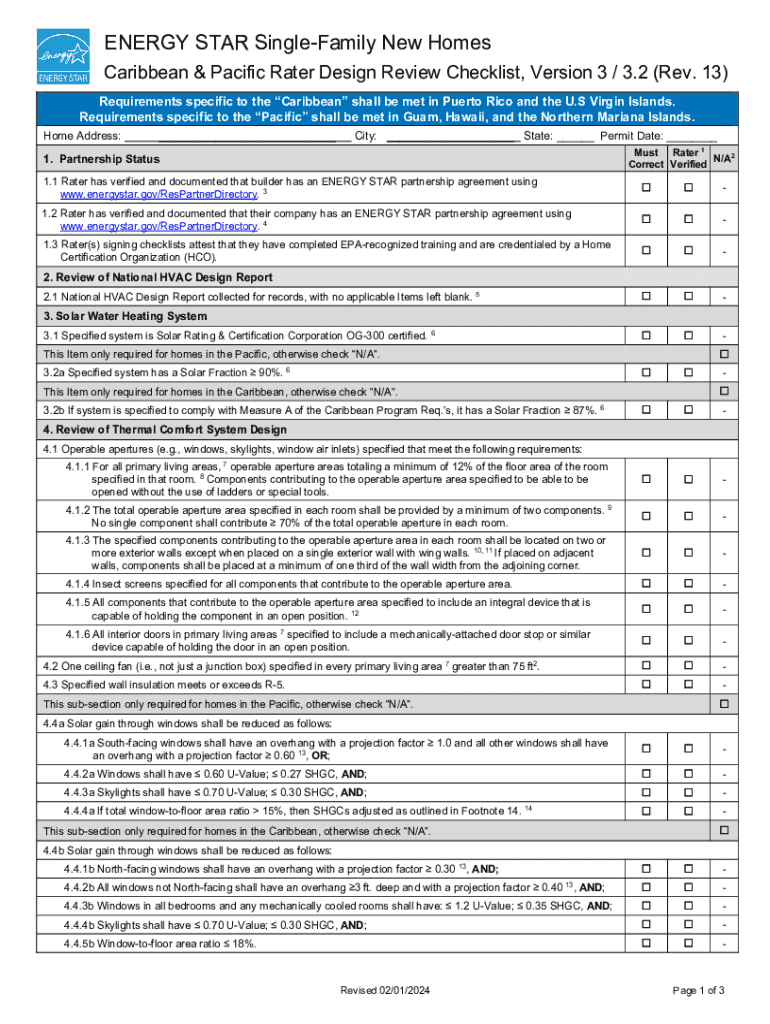 Fillable Online ENERGY STAR Single-Family New Homes. Carribean ...