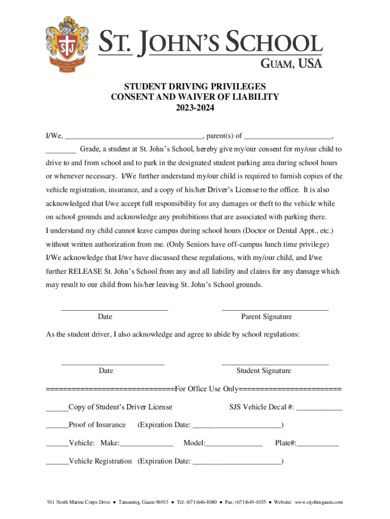 Fillable Online STUDENT DRIVING PRIVILEGES CONSENT AND WAIVER OF ...