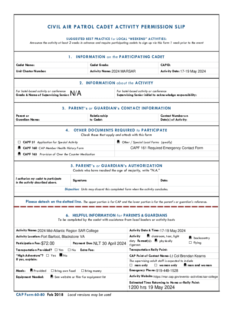 Cap Permission Slip - Fill Online, Printable, Fillable, Blank | pdfFiller