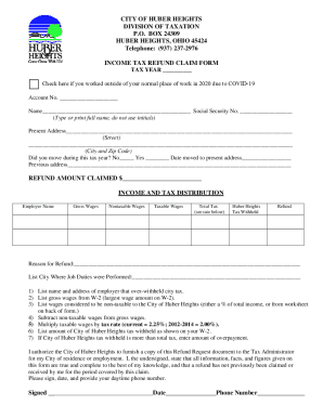 Fillable Online (937) 237-2976 INCOME TAX REFUND CLAIM FORM Fax Email ...