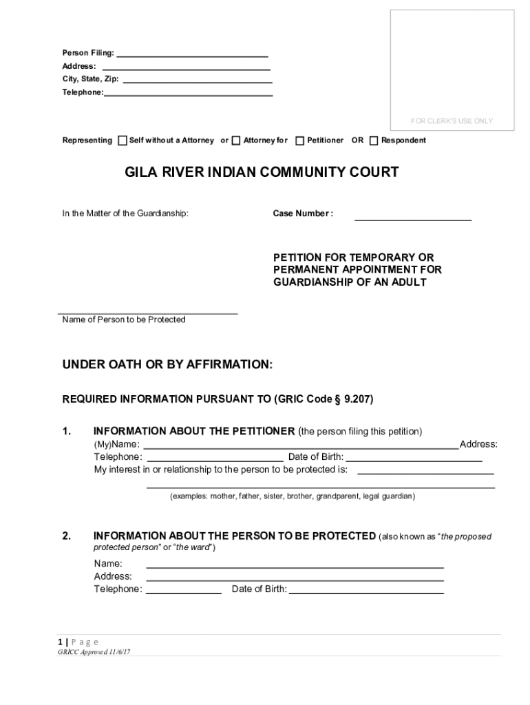 Fillable Online INSTRUCTIONS Petition for Appointment for Guardianship of an ... Fax Email Print ...