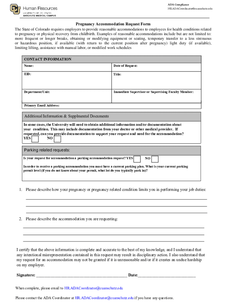 Fillable Online Pregnancy Medical Information Request Form (To be ...