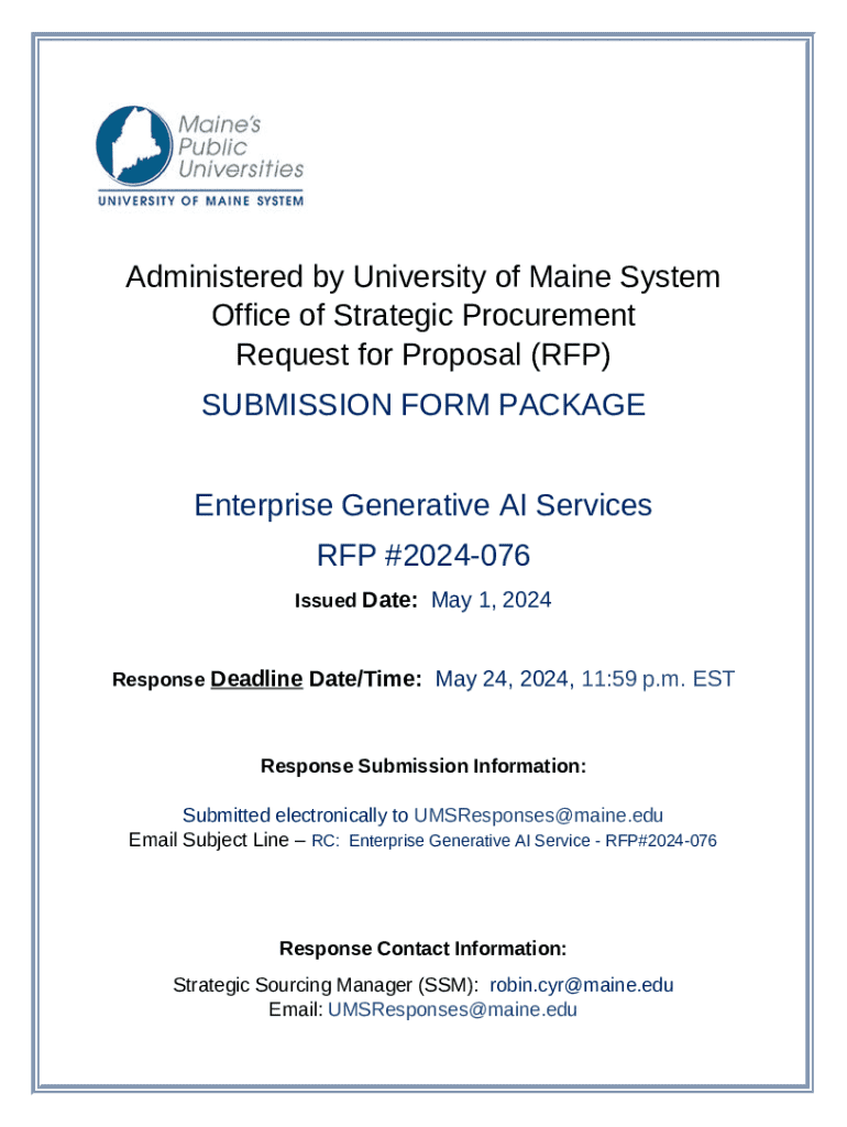 RFP 2024-076 Submission Package Doc Template | pdfFiller