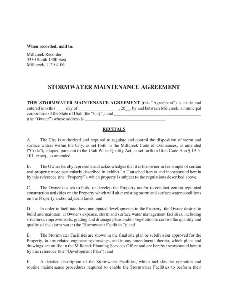 Fillable Online Stormwater Management & BMP Facilities Agreement Fax Email Print - pdfFiller