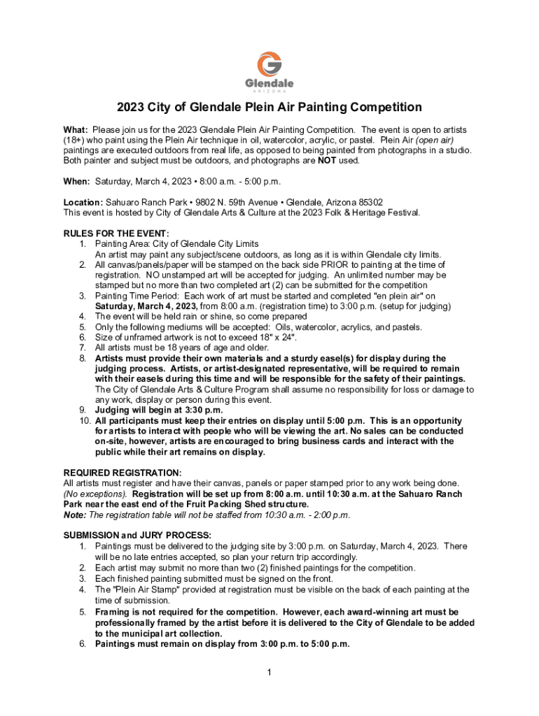 Fillable Online Call to artists: Glendale to host Plein Air painting ...