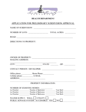 Fillable Online Subdivision Preliminary Plat Application Form Fax Email Print - pdfFiller