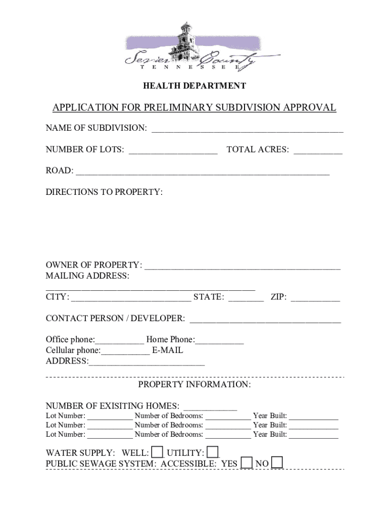 Fillable Online Subdivision Preliminary Plat Application Form Fax Email ...