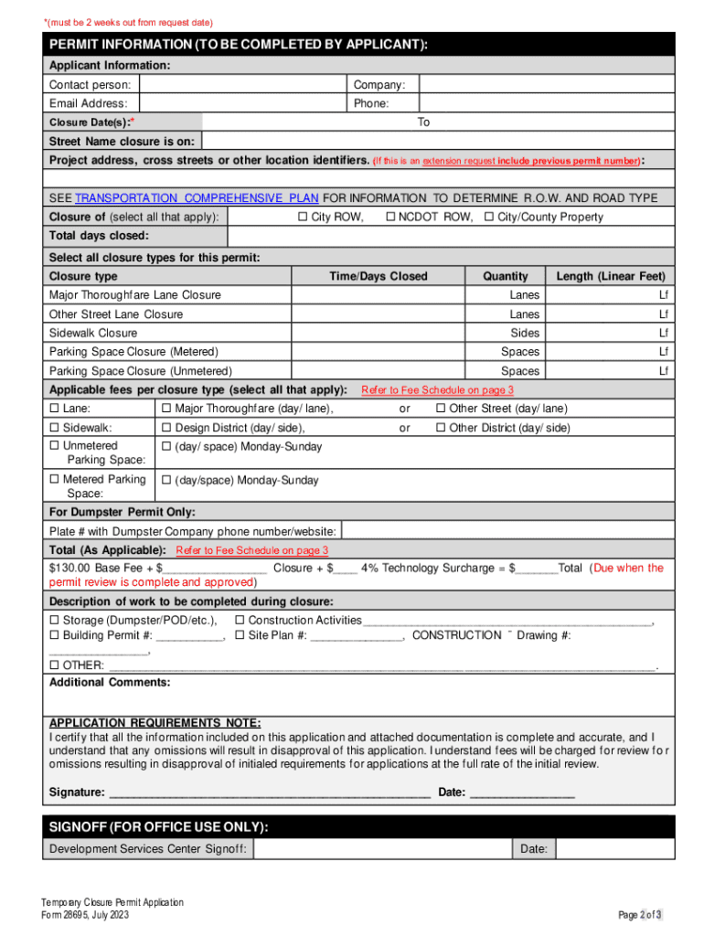 Fillable Online Temporary Closure Permit Application Fax Email Print - pdfFiller