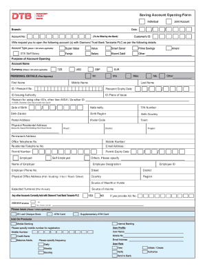 Fillable Online DTB - Individual Account Opening Form Fax Email Print ...