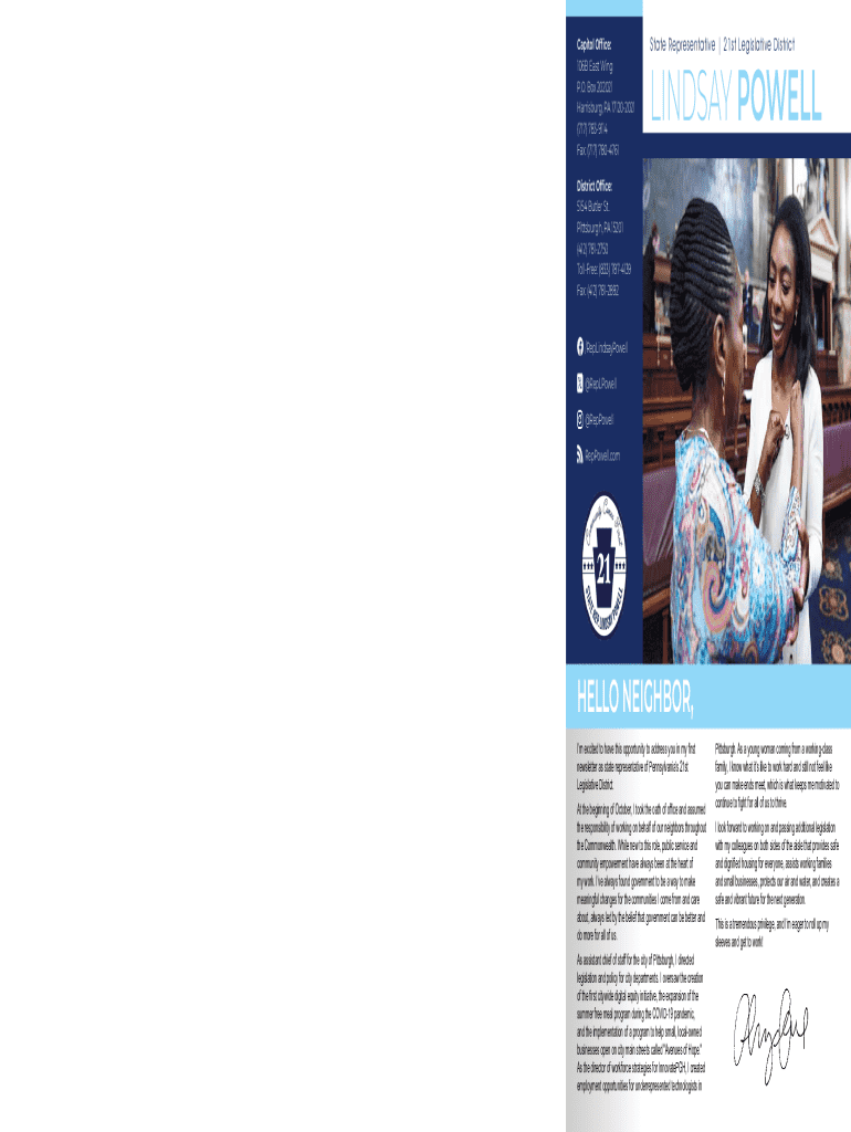 Fillable Online Lindsay Powell, MPP - State Representative, House ...