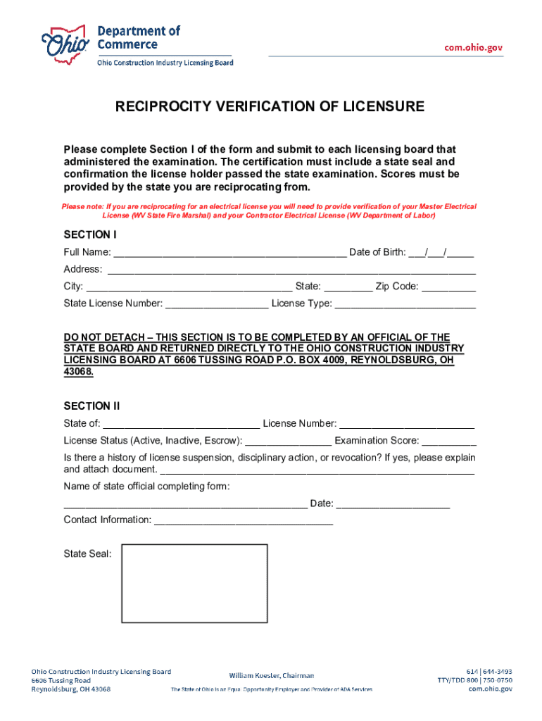 Fillable Online com ohio Please complete Section I of the form and ...
