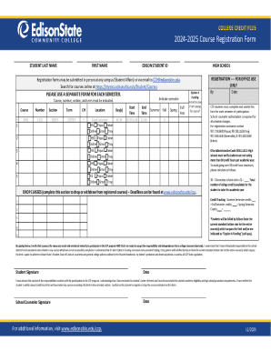 Fillable Online 2024-2025 Course Registration Form Fax Email Print ...