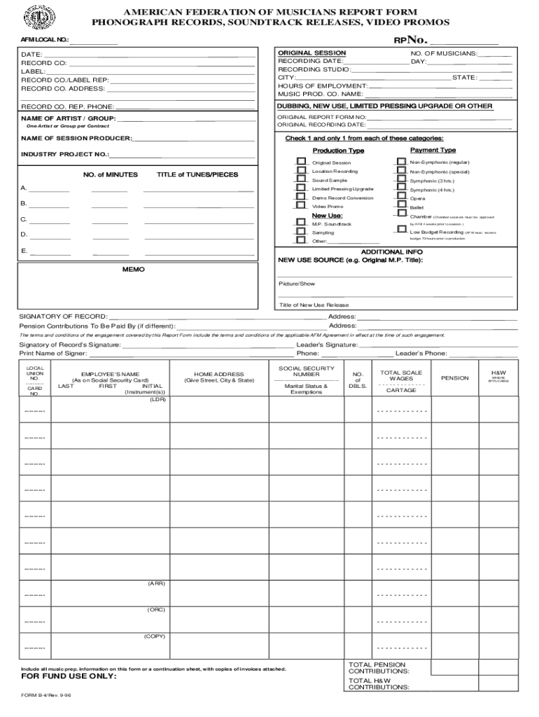 Fillable Online SOUND RECORDING LABOR AGREEMENT SIGNATORY PACKET Fax ...