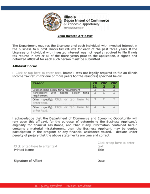 Zero-Income Affidavit Doc Template | pdfFiller