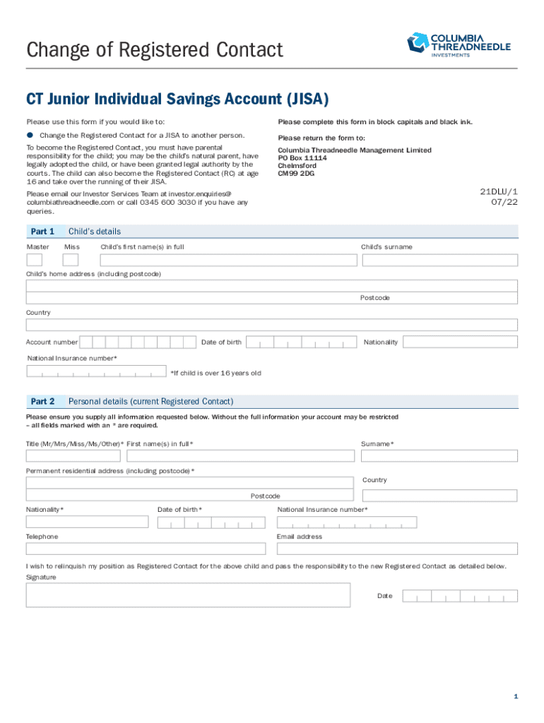 Fillable Online Registered Contact Removal / Application Form Fax Email ...