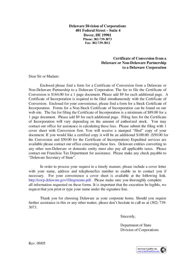 Fillable Online Fillable Online corp delaware certificate of conversion ...