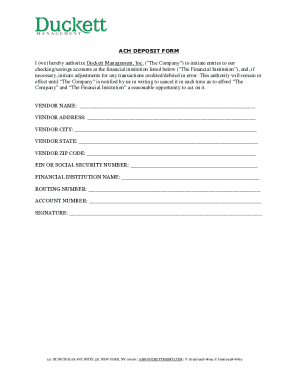 Fillable Online ACH DEPOSIT FORM.docx Fax Email Print - pdfFiller