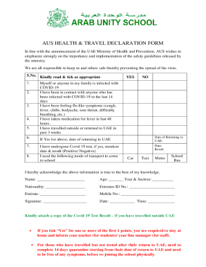 Fillable Online AUS HEALTH & TRAVEL DECLARATION FORM Fax Email Print ...