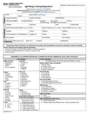 Fillable Online IgE Allergy Testing Requisition Fax Email Print - pdfFiller