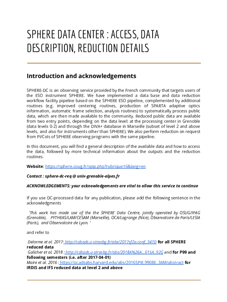 Fillable Online The SPHERE data center: a reference for high contrast ... Fax Email Print ...