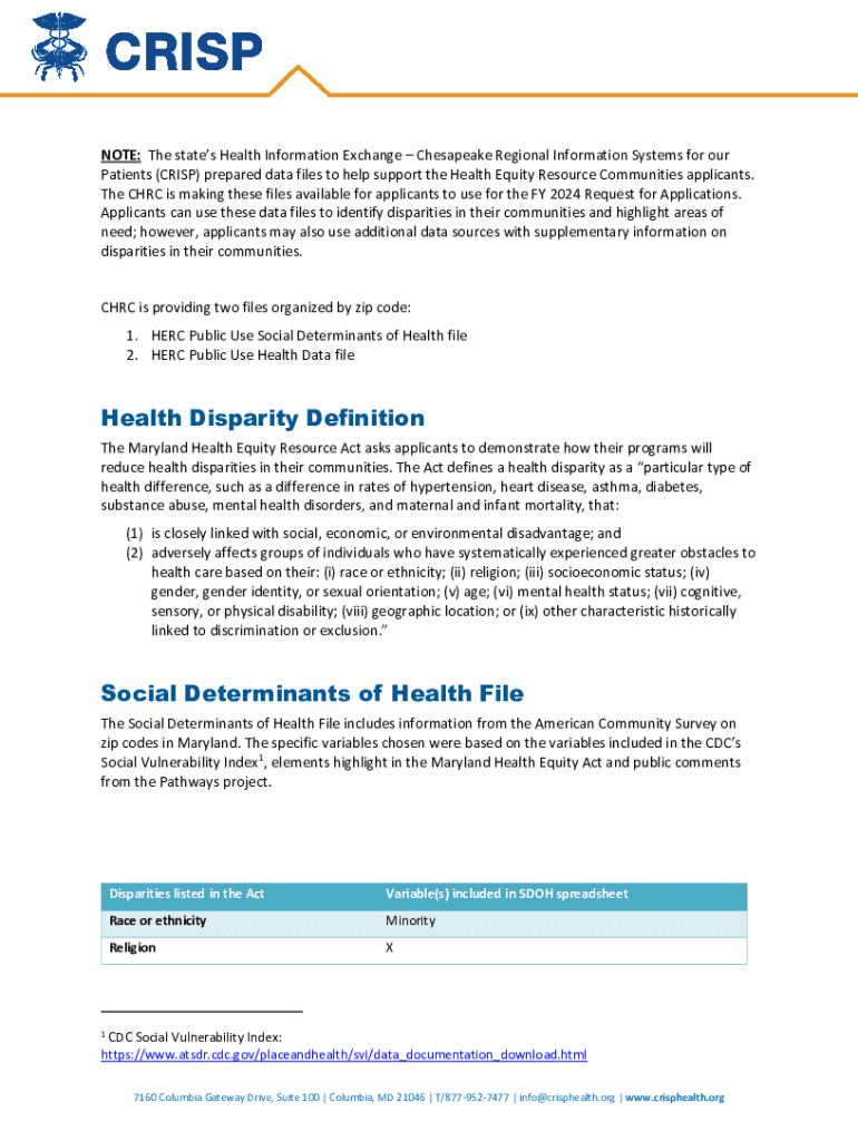 Fillable Online Health Disparity Definition Social Determinants of ...