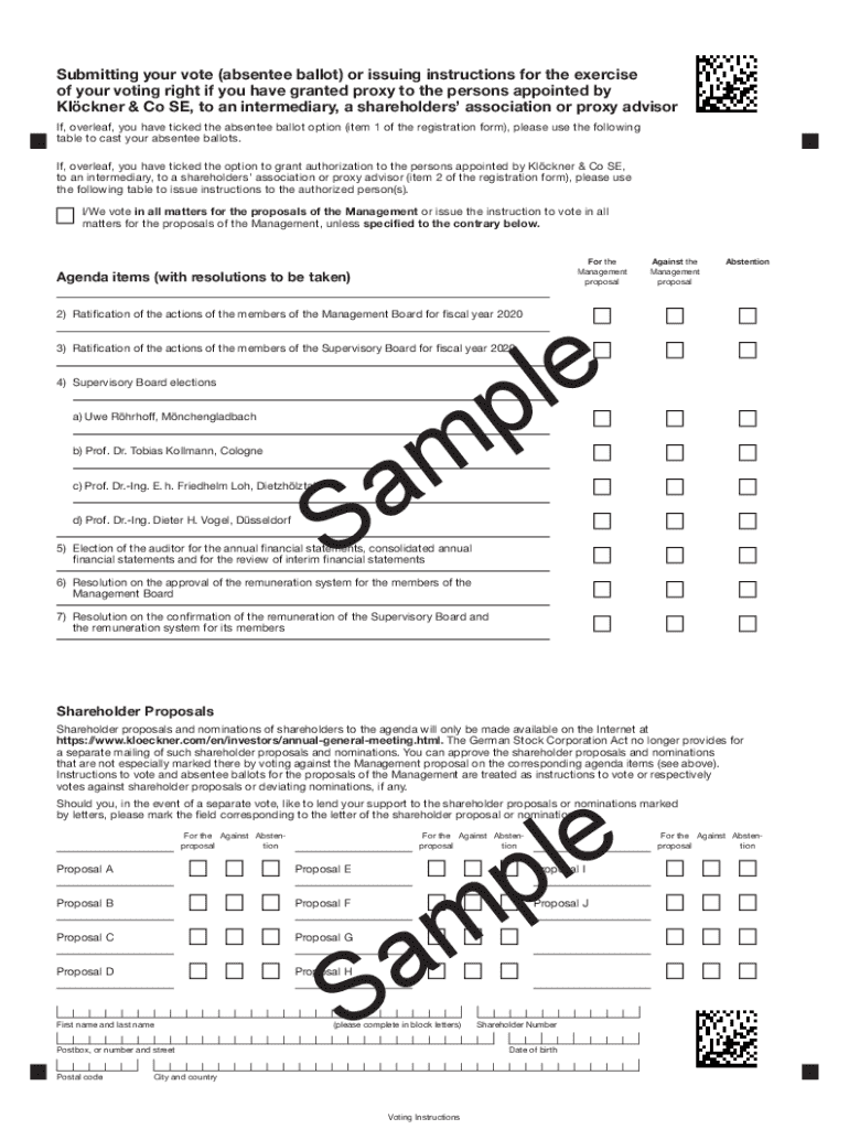 Fillable Online Sample voting card Fax Email Print - pdfFiller