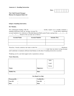 Fillable Online Subject Standing Instruction (SI) maintenance request ...