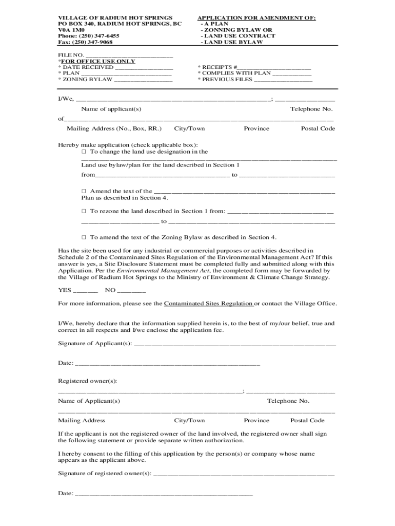 Fillable Online Official Community Plan and Zoning Bylaw amendment for ...