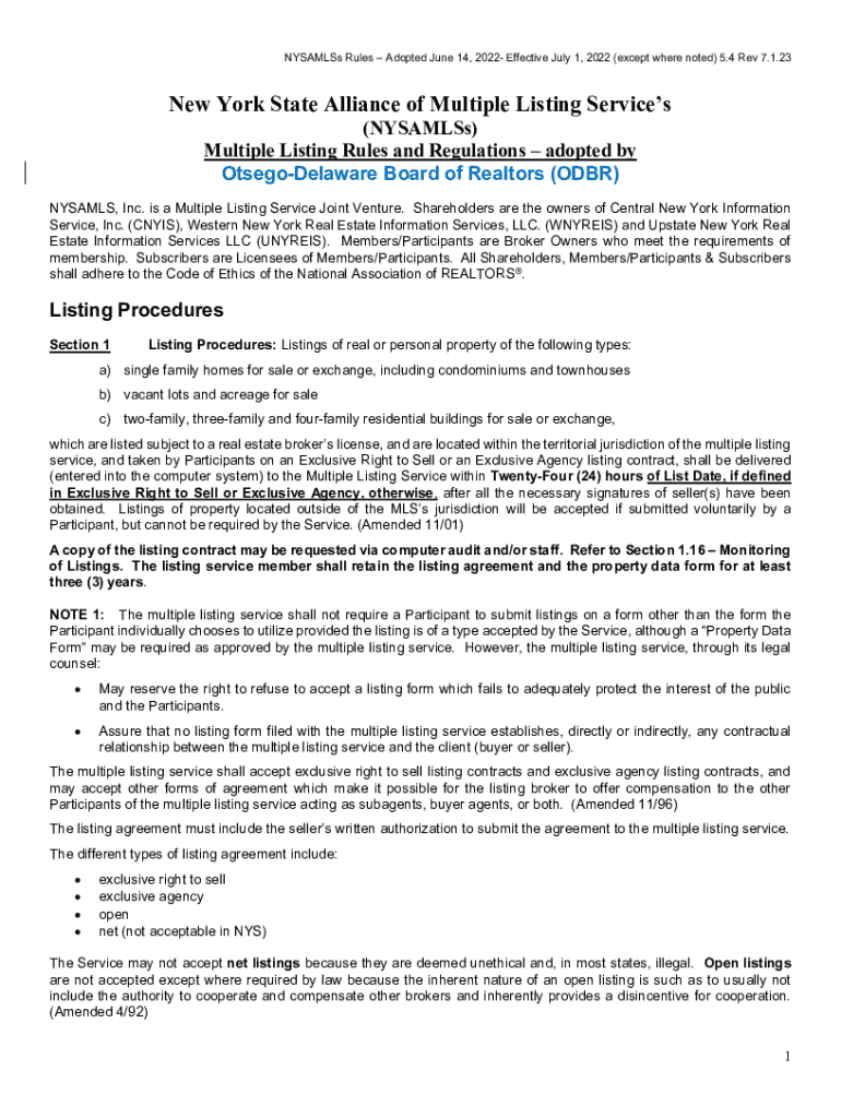 Fillable Online NYSAMLSs Rules Adopted June 14, 2022- Effective July 1 ...