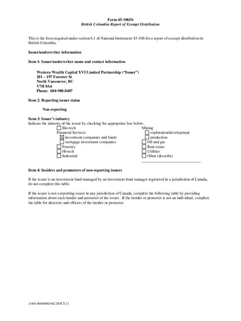 Fillable Online Fillable Online bcsc bc 1 of National Instrument 45-106 ...
