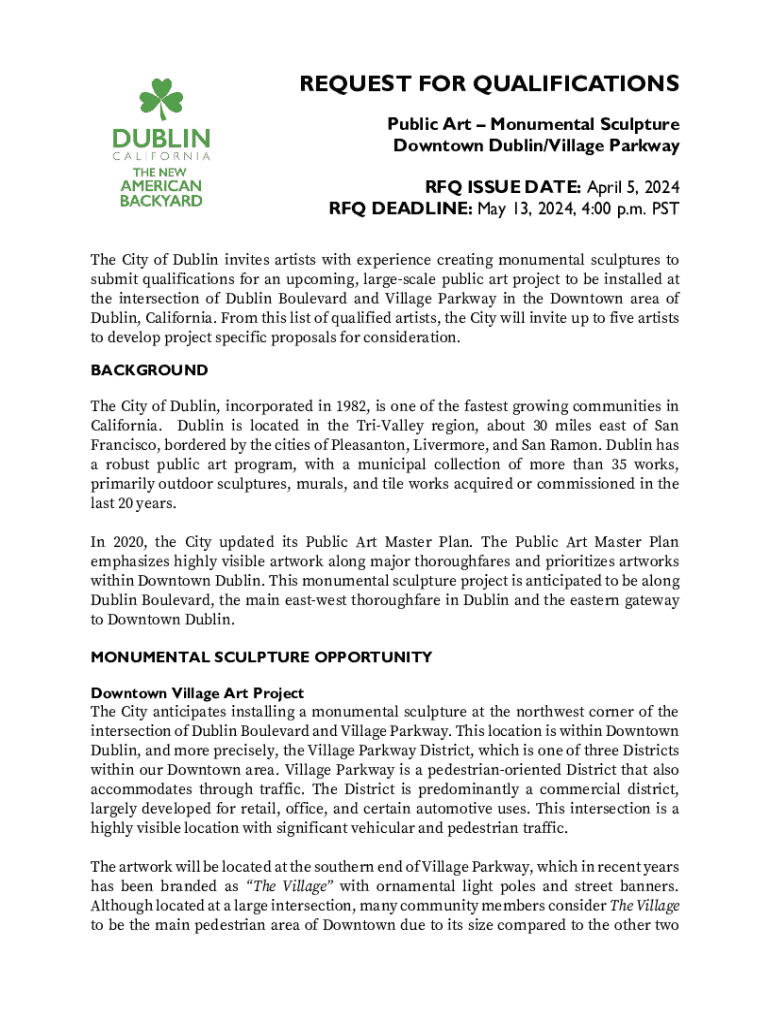 Fillable Online Bid PostingsREQUEST FOR QUALIFICATIONS Public Art Fax ...
