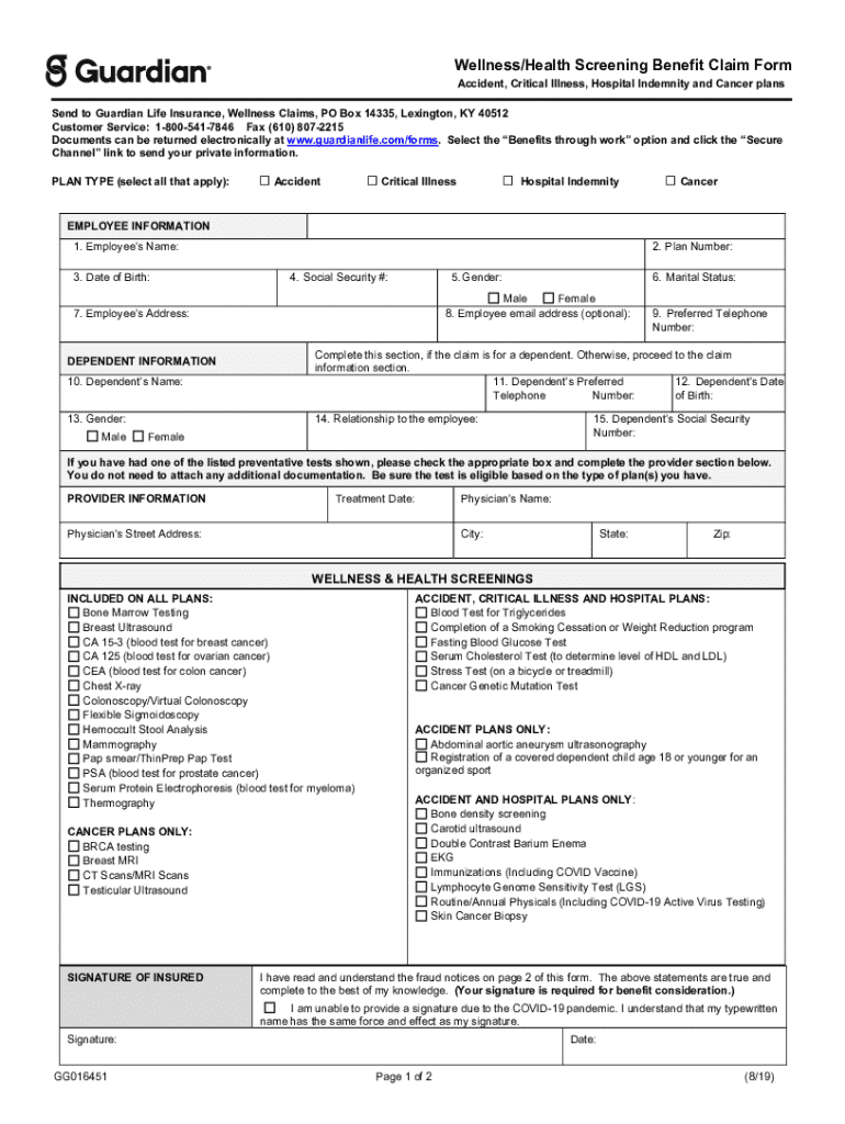 Fillable Online Hospital indemnity insuranceForms and claims for your ...